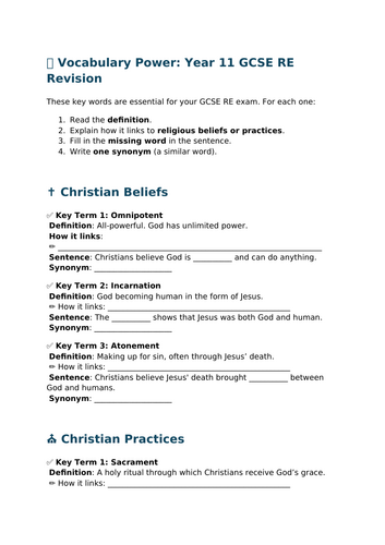 AQA GCSE RE – Full Revision Scheme (10 Lessons) • Christianity, Islam ...