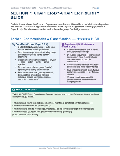 CIE IGCSE Biology 0610 Paper 3 & 4 Master Revision Guide I Full ...