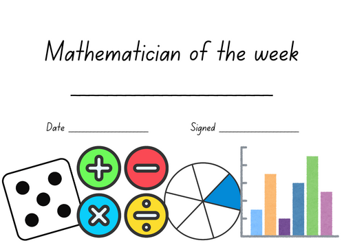 Mathematician of the week certificate | Teaching Resources