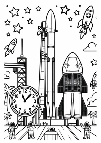 NASA Artemis II Launch at Kennedy Space Center: Coloring Pages for Kids ...