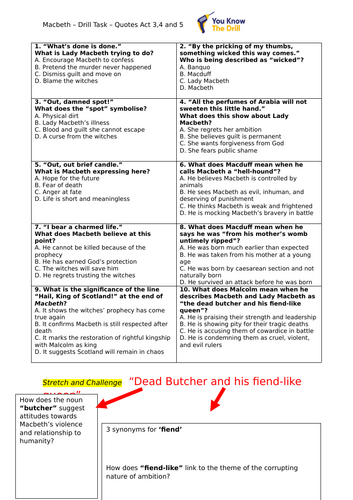 Macbeth Quizzes (Bundle - starters multiple choice and challenge ...