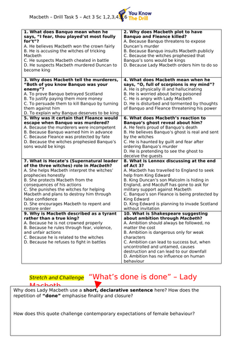 Macbeth Quizzes (Bundle - starters multiple choice and challenge ...