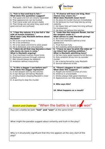 Macbeth Quizzes (Bundle - starters multiple choice and challenge ...