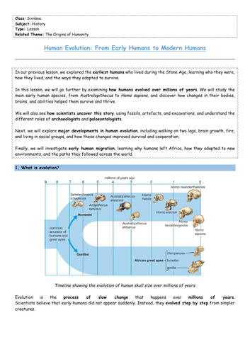 Human Evolution & Early Migration – Complete Lesson & Activities ...