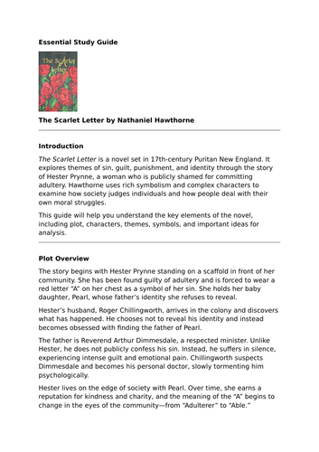 The Scarlet Letter by Nathaniel Hawthorne – Essential Study Guide ...