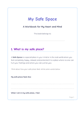My Safe Space Workbook for Kids | Emotional Regulation & Anxiety ...