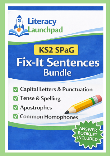 KS2 SPaG Fix-It Sentences Worksheets | Grammar & Punctuation Editing ...