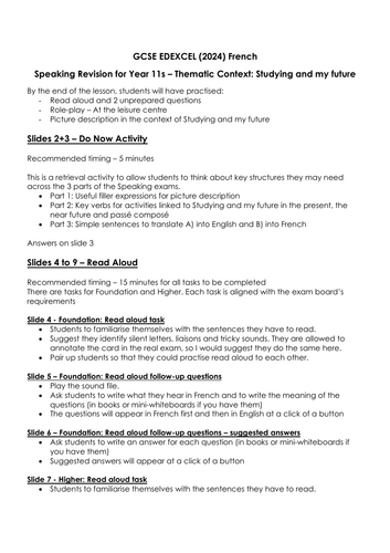GCSE French Edexcel Speaking Practice (2024) – My Studies & Future ...