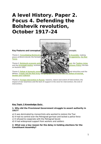 Edexcel A-Level History: Russia in Revolution 1894–1924 – Key Topic 4 ...