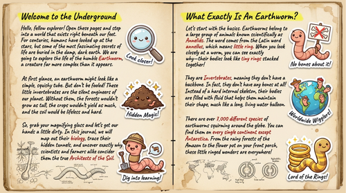 Earthworm Science Notebook | Illustrated Vintage Journal | Printable ...