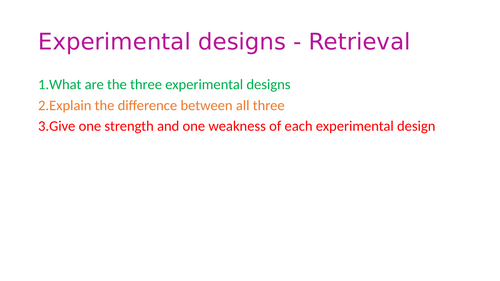 What are the 3 experimental designs? A01, A02 and A03 - A Level ...