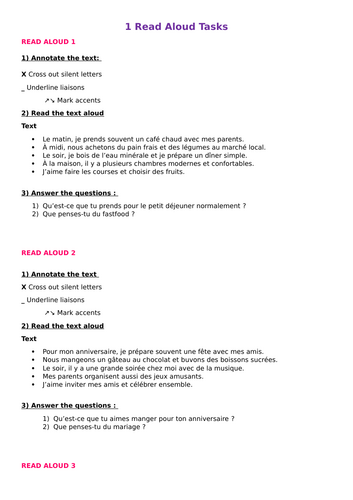 Edexcel GCSE French Speaking Revision Booklet (New Specification ...