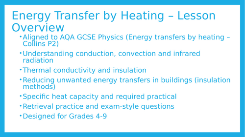 AQA GCSE Physics Energy – Transfer by Heating Revision Lesson (Collins ...