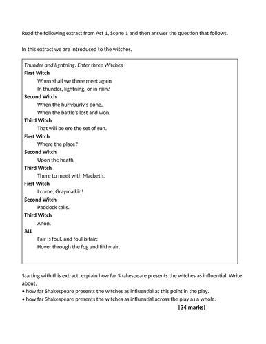 10 Macbeth exam questions in preparation for 2026 AQA GCSE | Teaching ...