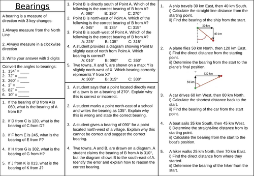 The Ultimate GCSE Bearings Worksheet (Foundation & Higher) + Full ...