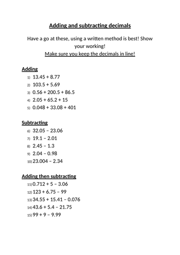 KS2 Decimals Worksheet | Year 5 & 6 | SATs Arithmetic Revision ...