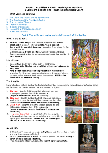 GCSE RS Buddhism Beliefs, Teachings & Practices FULL Revision Notes ...