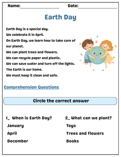 Earth Day Reading Comprehension & Vocabulary Activities | KS1 ...