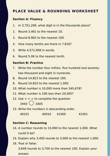 Year 6 SATs Maths Revision – Place Value & Rounding – Lesson ...
