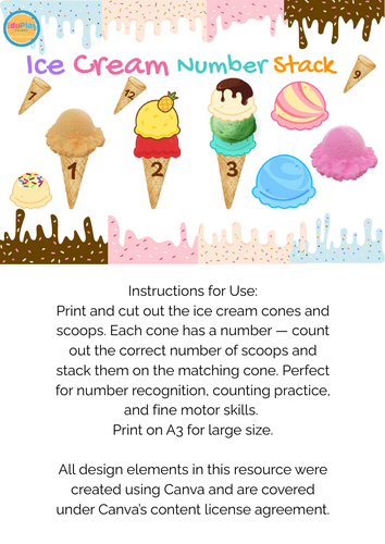Ice Cream Number Stack – Fun Printable Counting & Number Matching ...