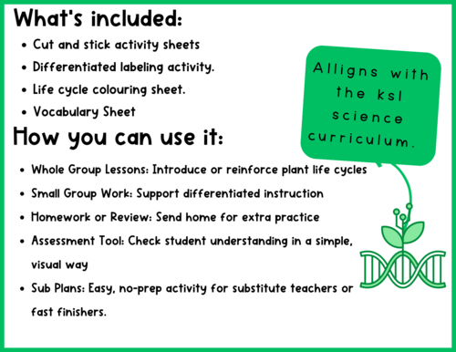 Plant Life Cycle Cut and Stick Labelling Activity Worksheets. KS1 ...