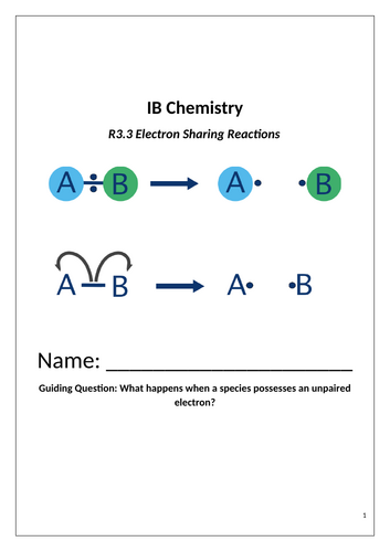 IB Chemistry (2025) R3.3 Electron Sharing Reactions | Teaching Resources