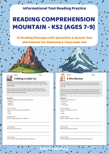 Reading Comprehension Mountains Worksheets (Ages 7–9) | 10 Texts ...