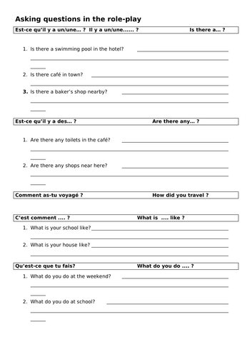 AQA 2026 French GCSE Role-play questions | Teaching Resources