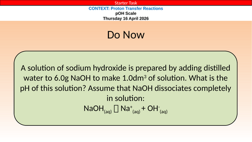 IB Chemistry (2025) R3.1 Proton Transfer Reactions | Teaching Resources