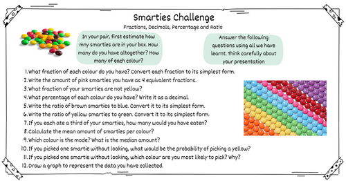 Smarties Maths Challenge – Fractions, Decimals, Percentages & Ratio ...