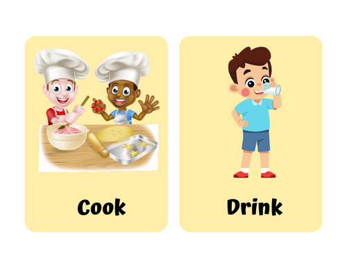 Action Verbs Flashcards | ESL Vocabulary & Movement Words | Printable ...