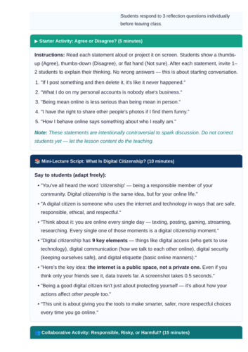 Digital Citizenship & Online Safety for Grades 7–10 | Teaching Resources
