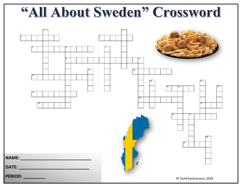 All About Sweden - Crossword Puzzle Activity Worksheet | Teaching Resources