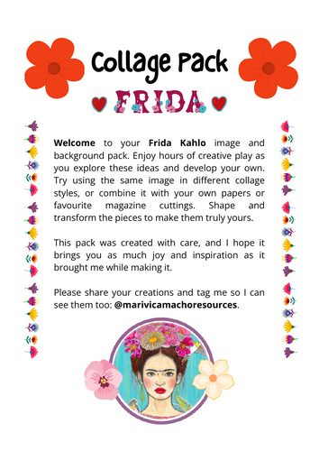 Frida Kahlo Collage Pack | Printable Art | Colour, Cut & Collage ...