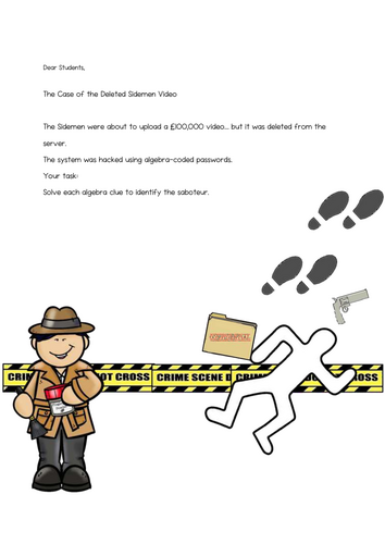 GCSE Algebra Murder Mystery Worksheet – Fun Sidemen-Themed Maths ...