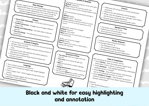 WJEC Poetry Unit 1 – A3 Revision One-Pagers (10 Poems) | Teaching Resources