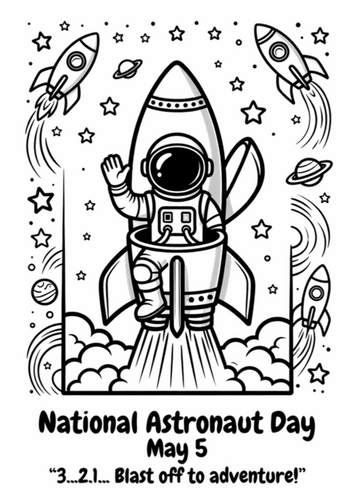 National Astronaut Day Coloring Pages for Kids – May 5 NO PREP Space ...
