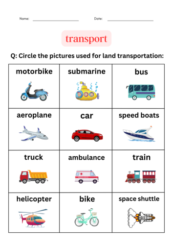 preschool transport worksheet for kindergarten – Transportation for ...