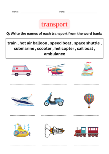 preschool transport worksheet for kindergarten – Transportation for ...