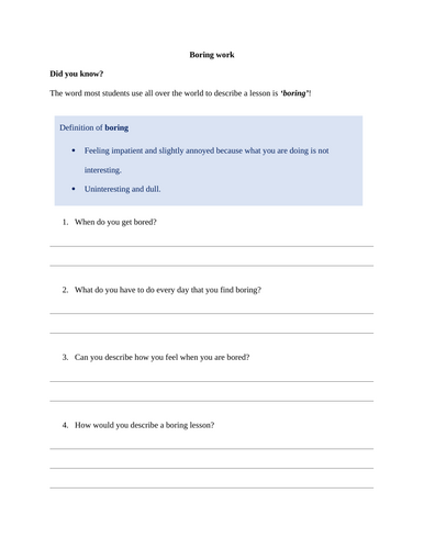 KS3 Emergency Cover Lesson (3): Why Do We Get Bored? | No Prep Needed ...
