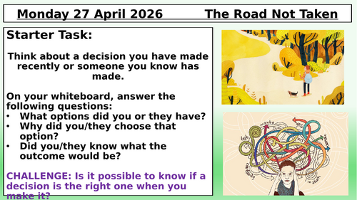 KS3 The Road Not Taken by Robert Frost - Complete Lesson & Worksheets ...