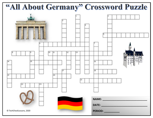 All About Germany - Crossword Puzzle Activity Worksheet | Teaching ...