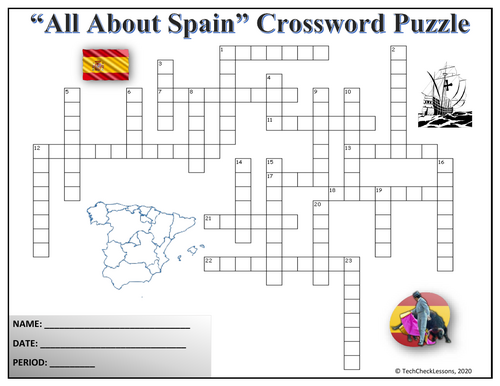 All About Spain - Crossword Puzzle Activity Worksheet | Teaching Resources