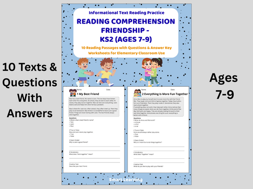 Reading Comprehension Friendship Worksheets (Ages 7–9) | 10 Texts ...