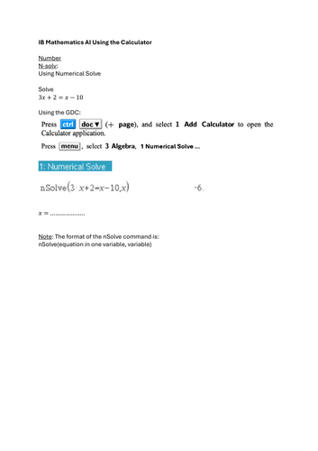 IB Mathematics AI SL Calculator Revision Guide for the Ti-Nspire ...