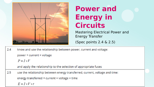 IGCSE Physics: Power and Energy - P = IV and E = IVt | Edexcel Modular ...