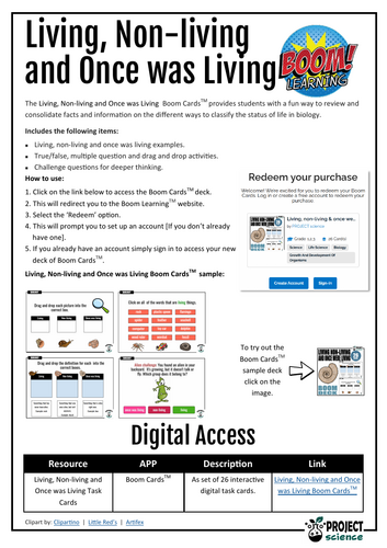 Living, Non-living and Once was Living Boom Cards™ - Distance Learning ...