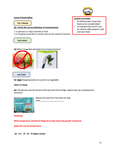 Lesson 3 Food safety and the 4C's | Teaching Resources