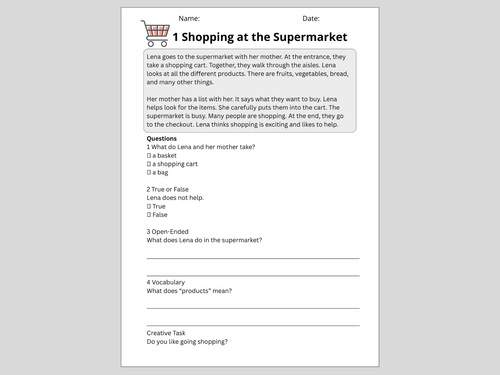 Reading Comprehension Supermarket Worksheets (Ages 7–9) | 10 Texts ...