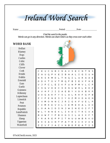 All About Ireland Word Search Puzzle | Teaching Resources